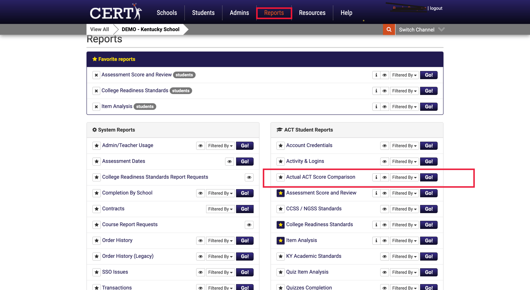 Importing Actual ACT Scores